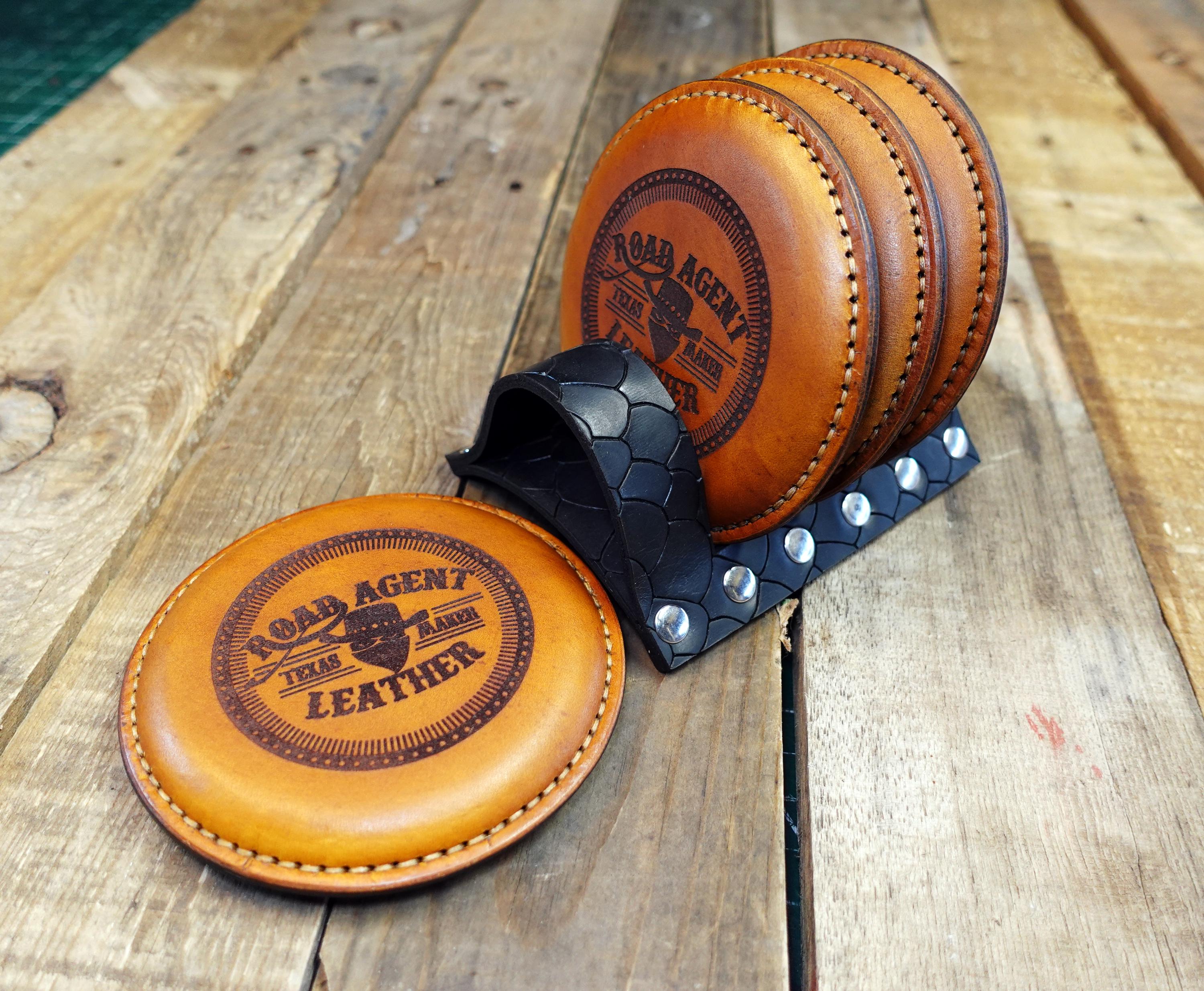 Genuine Weighted Leather Coaster Set - Etsy
