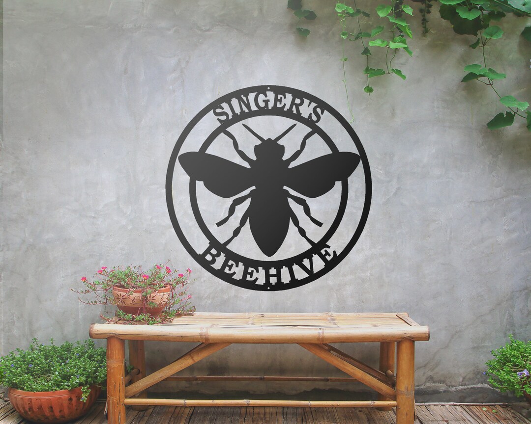 Bee Personalized Metal Sign, Bee Decor, Beehive Sign, Garden Sign, Bee ...