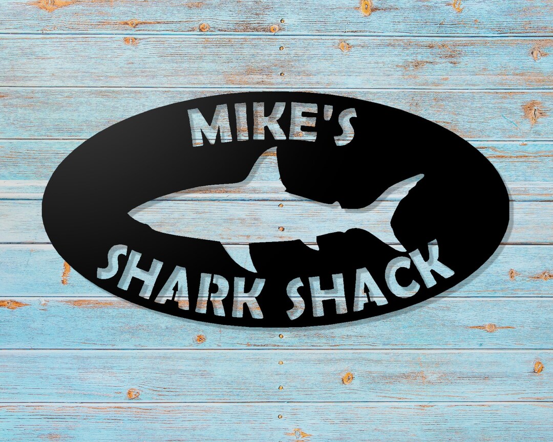 Shark Sign, Shark Beachhouse Decor, Custom Beach Bar Sign, Tiki Bar ...