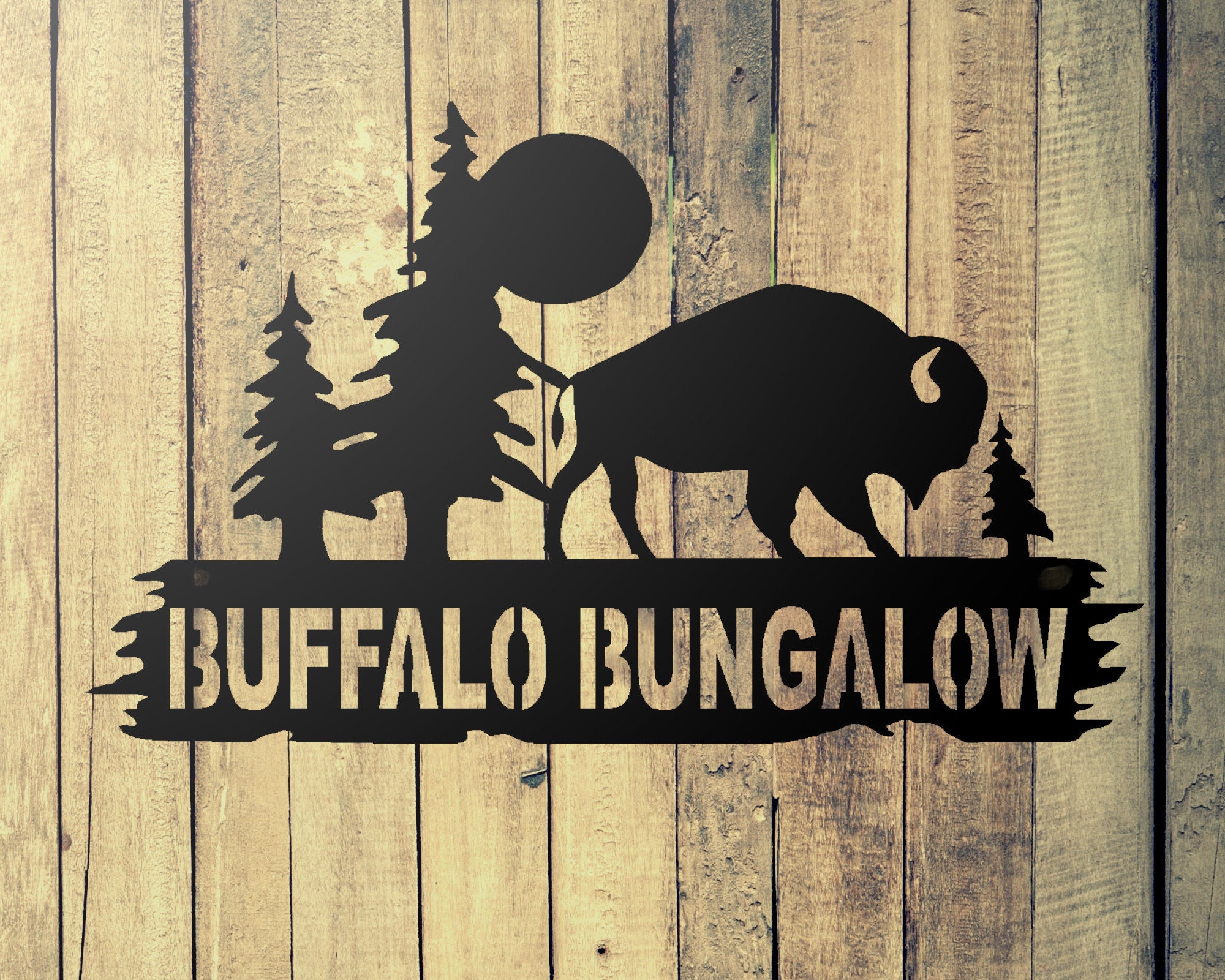 Buffalo Personalized Metal Sign Bison in Woods Cabin Sign - Etsy UK