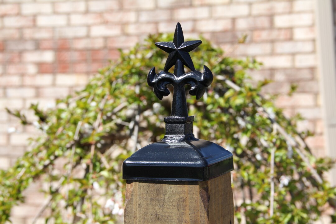 4x4 Wrought Iron Texas Star Post Cap fits 3.5 X 3.5 Post Size, Mailbox ...