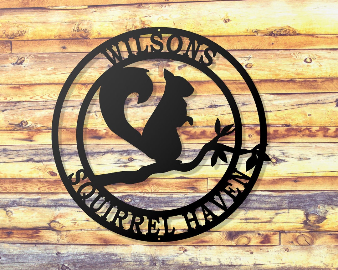 Squirrel Personalized Metal Sign Cabin Decor Squirrel Porch - Etsy