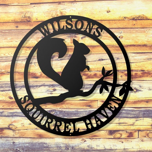 Squirrel Personalized Metal Sign Cabin Decor Squirrel Porch - Etsy