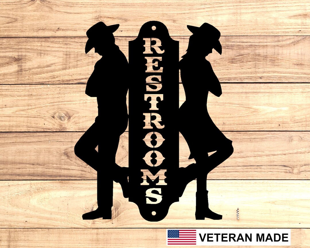 Western Restrooms Sign Western Bathroom Plaque Public - Etsy