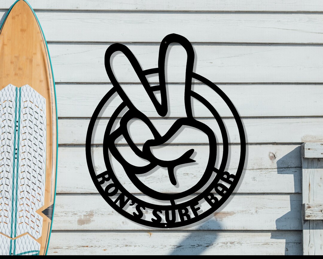 Peace Hand Sign Metal Personalized Sign Game Room Sign - Etsy