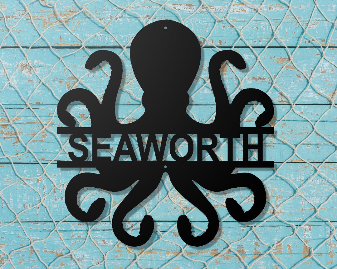 Octopus Custom Sign Octopus Beach Decor Octopus Front Porch - Etsy