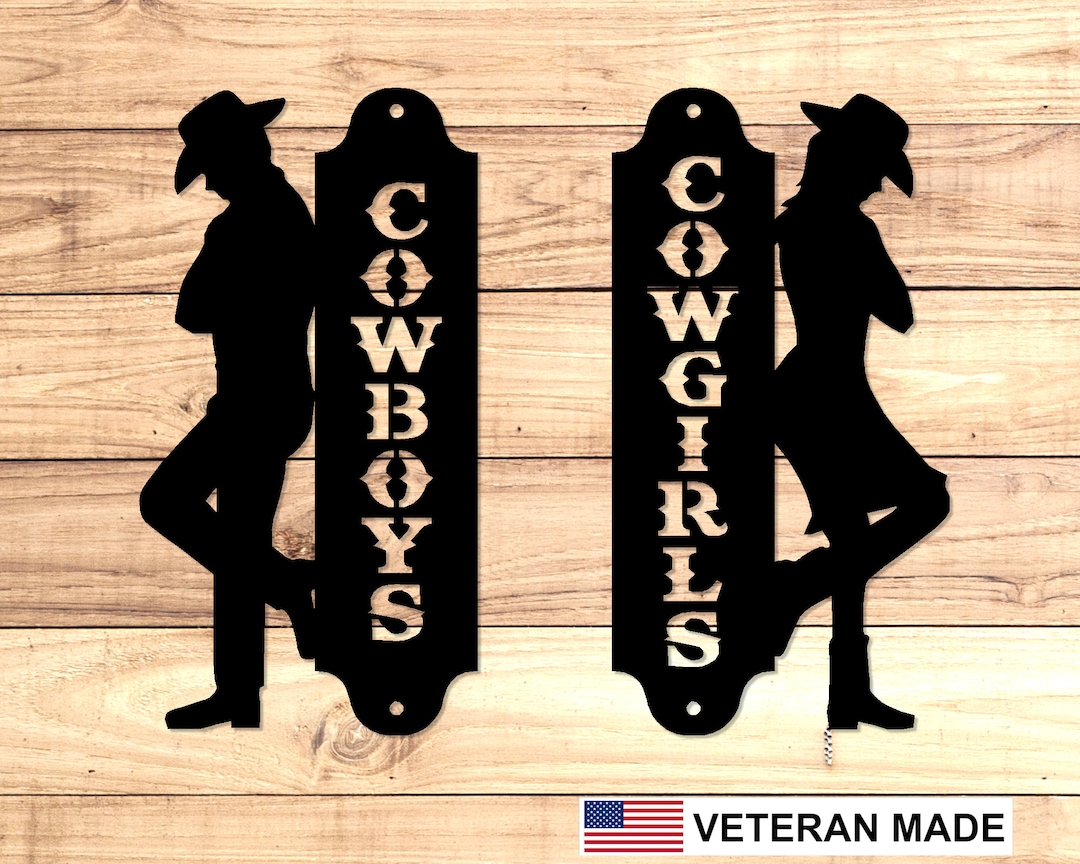 Cowboys and Cowgirls Restroom Signs, Western Bathroom Decor, Public ...