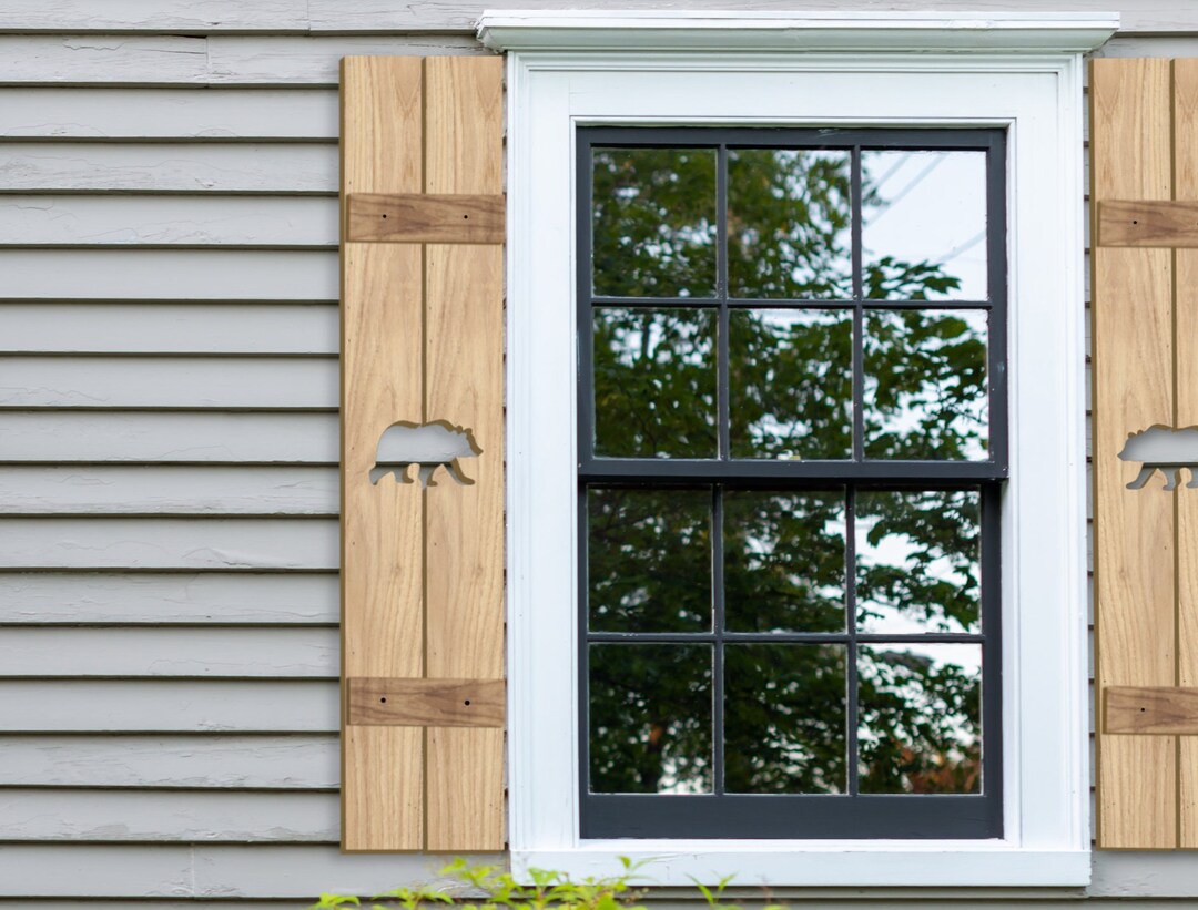 Wood Bear Shutters comes in Pairs Sizes Ranging From 24-65 - Etsy
