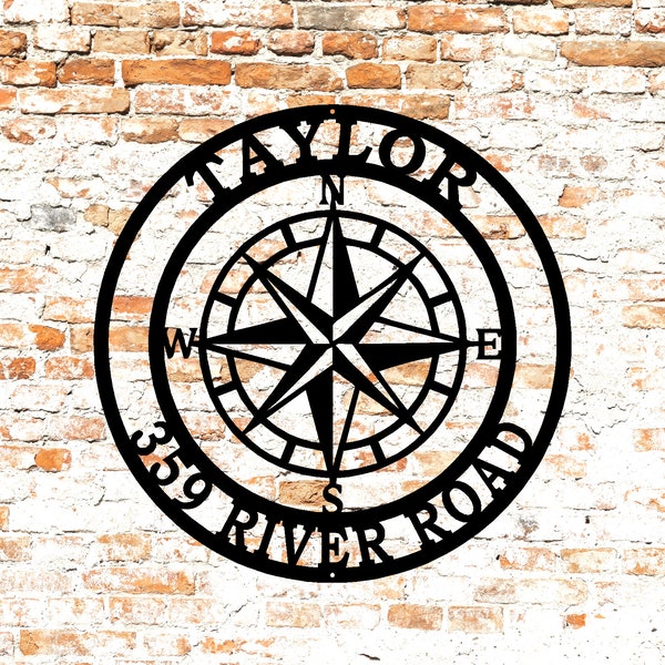 Personalized Compass Metal Sign - Etsy