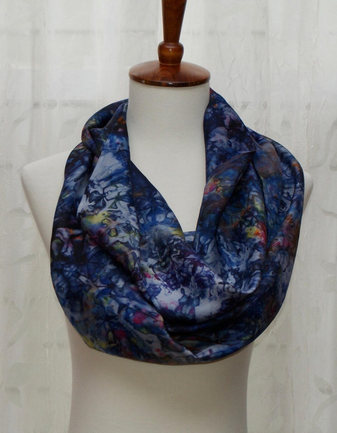 Hand Dyed Silk Narrow Infinity Scarf - Etsy