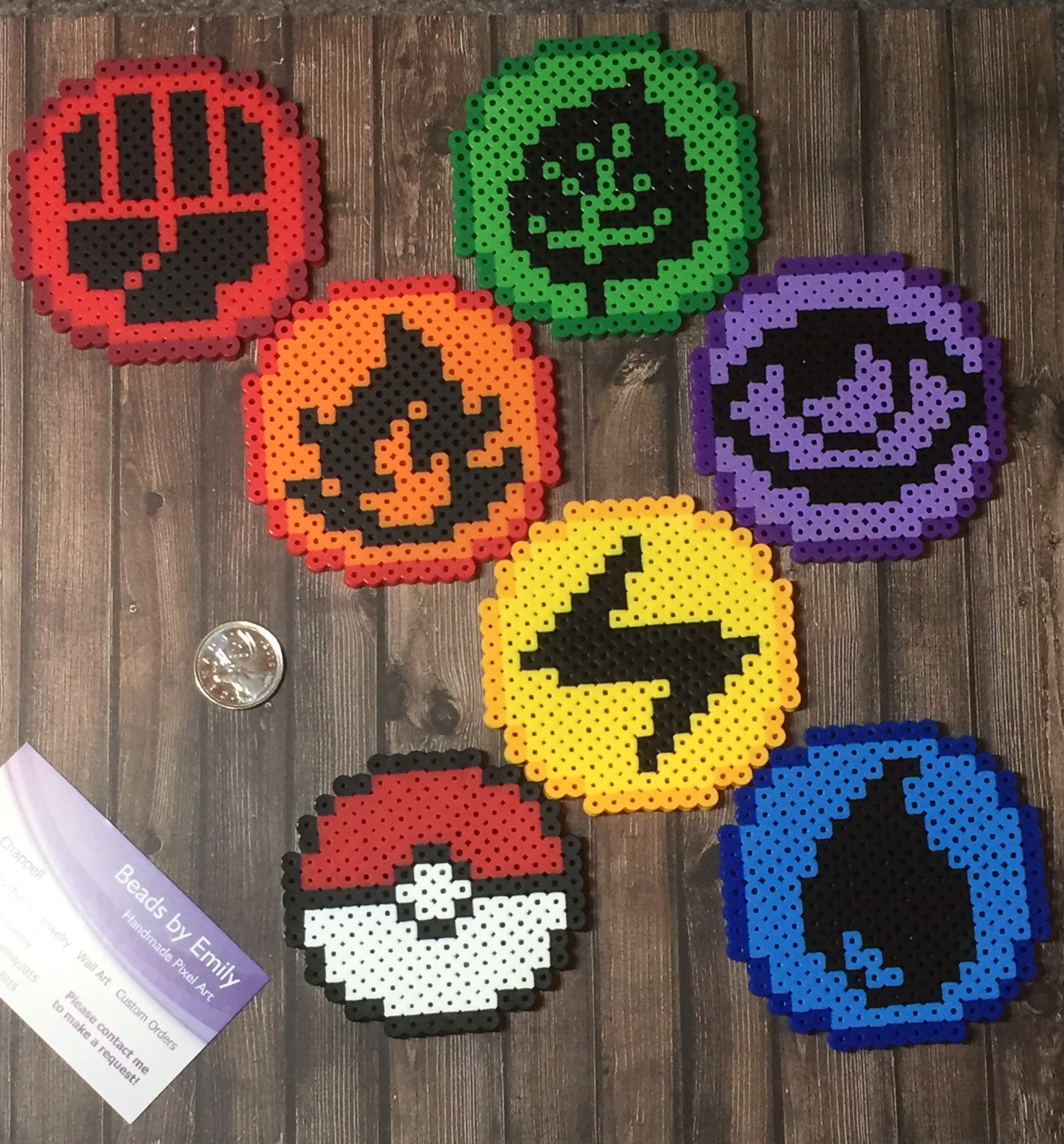 Pokemon Pixel Art Retro Element Symbols Magnets / Ornaments - Etsy