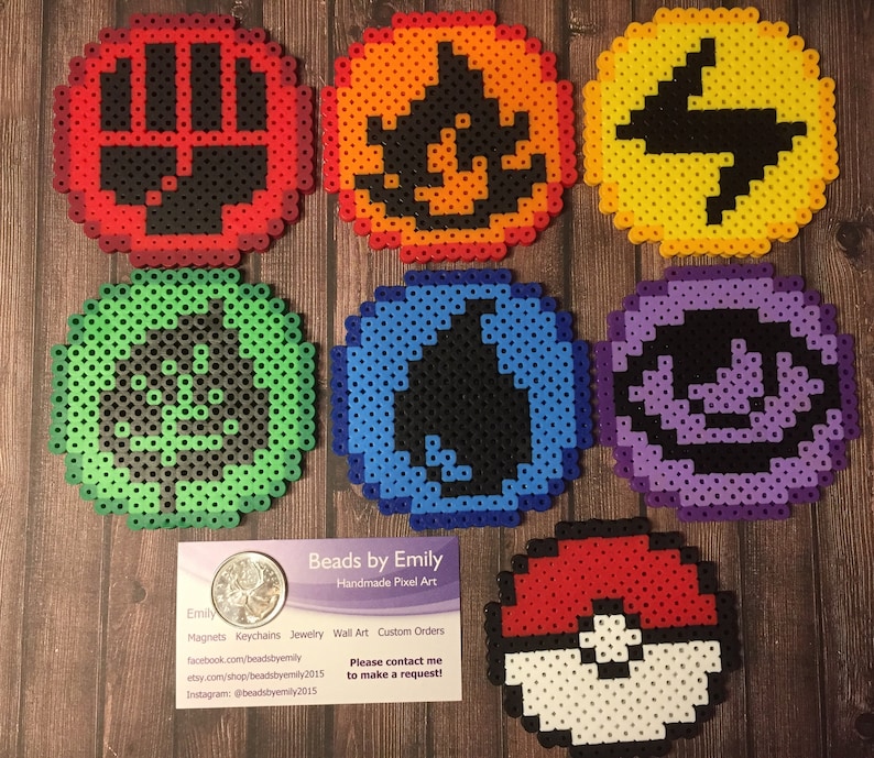Pokemon Pixel Art Retro Element Symbols Magnets / Ornaments - Etsy