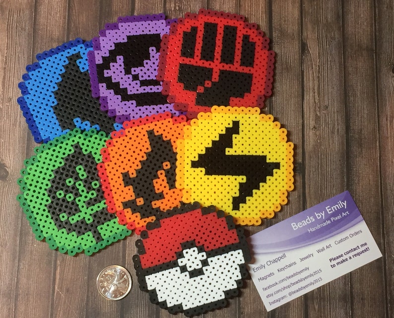 Pokemon Pixel Art Retro Element Symbols Magnets / Ornaments - Etsy