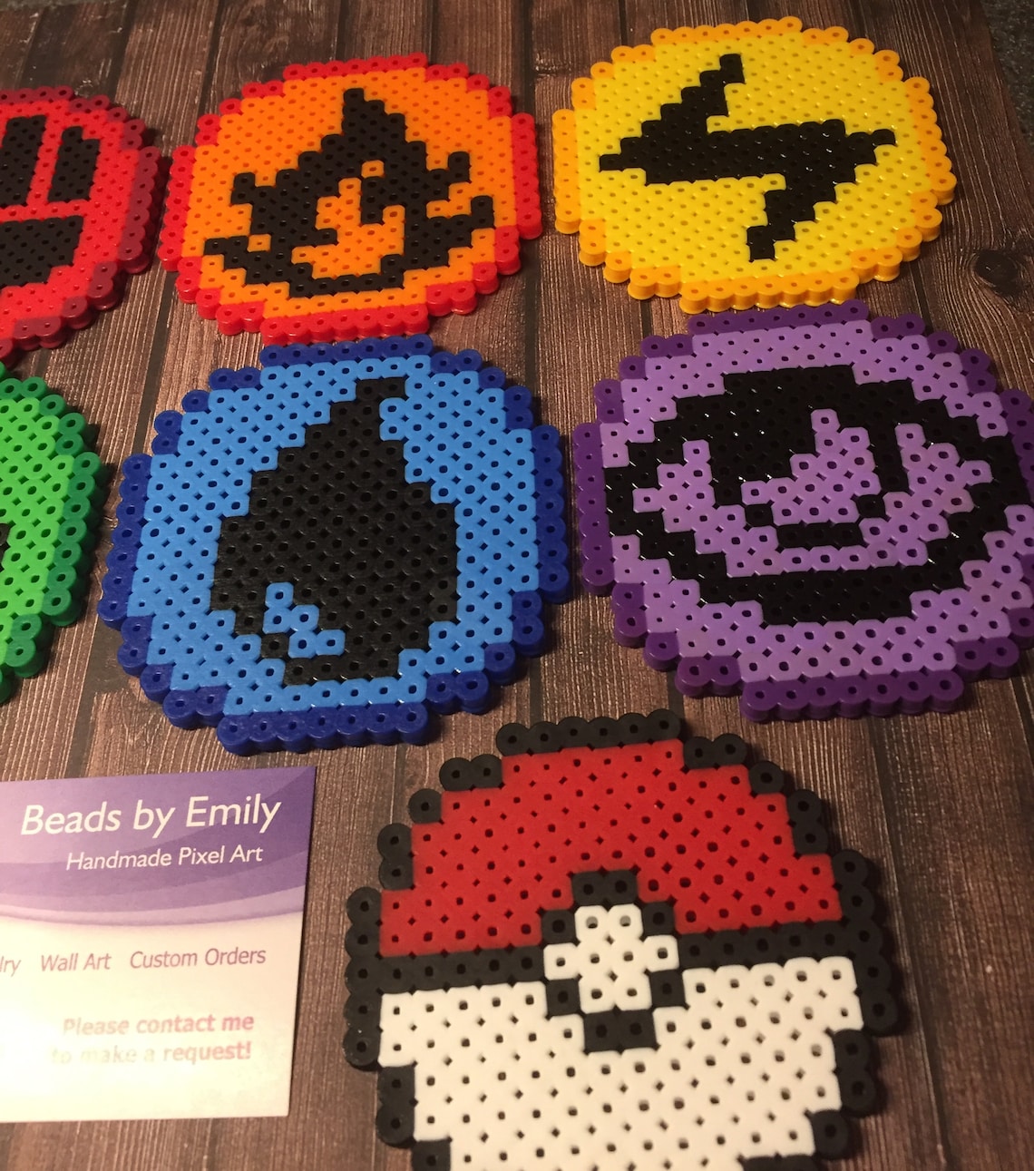 Pokemon Pixel Art Retro Element Symbols Magnets / Ornaments - Etsy
