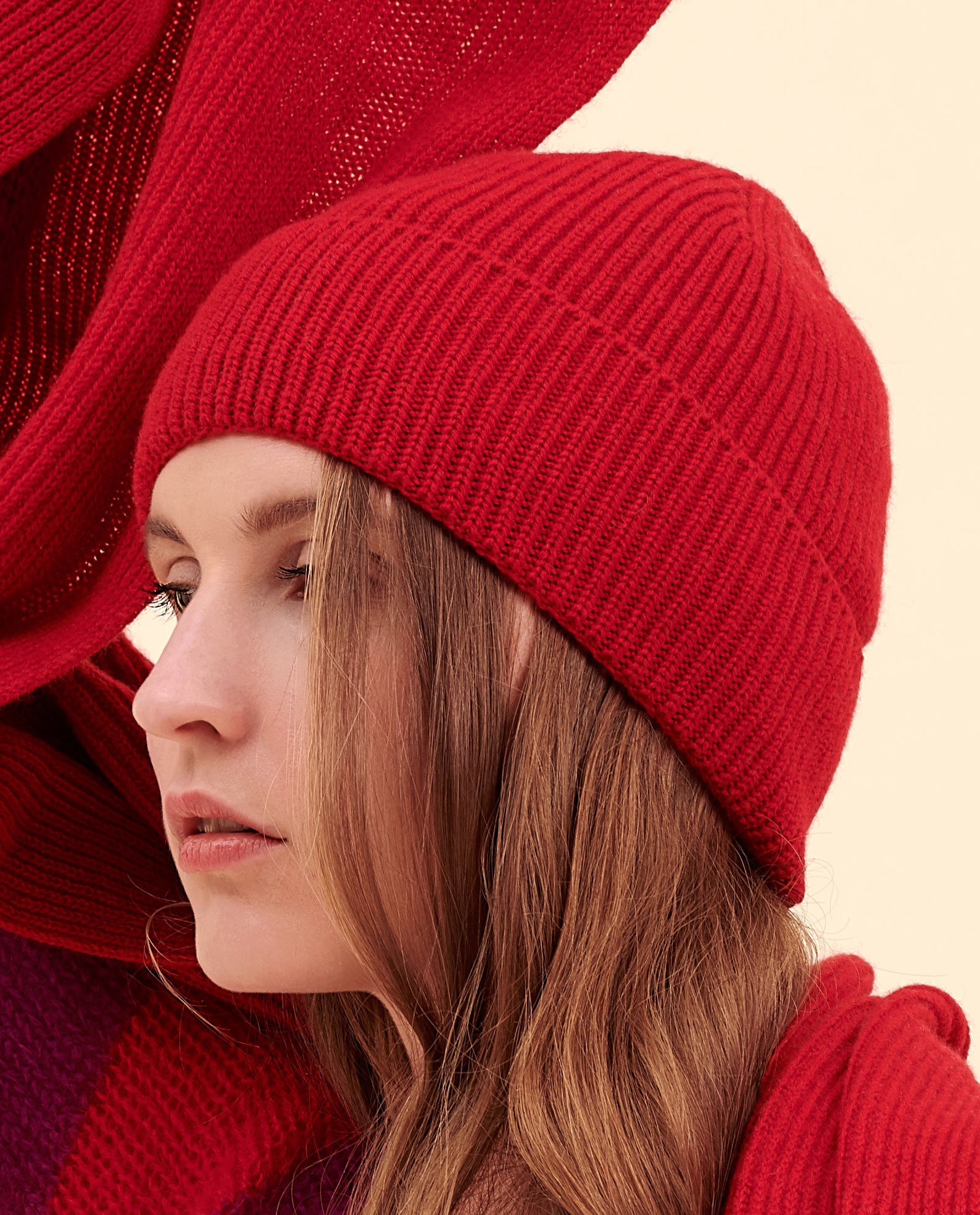 Red Cashmere Hat, Knitted Cashmere Hat , Cashmere Beanie, Red Cashmere ...