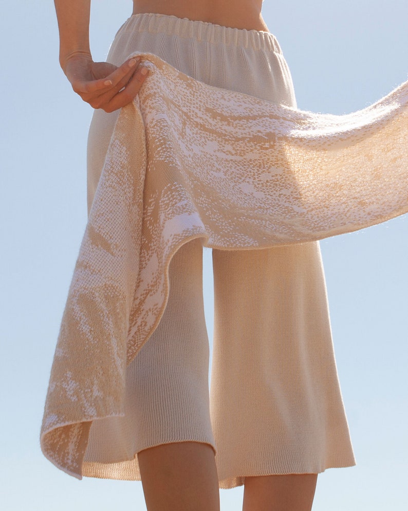 Wide Knit Culottes Cotton Modal Cashmere, Culottes Off-white, Culottes ...