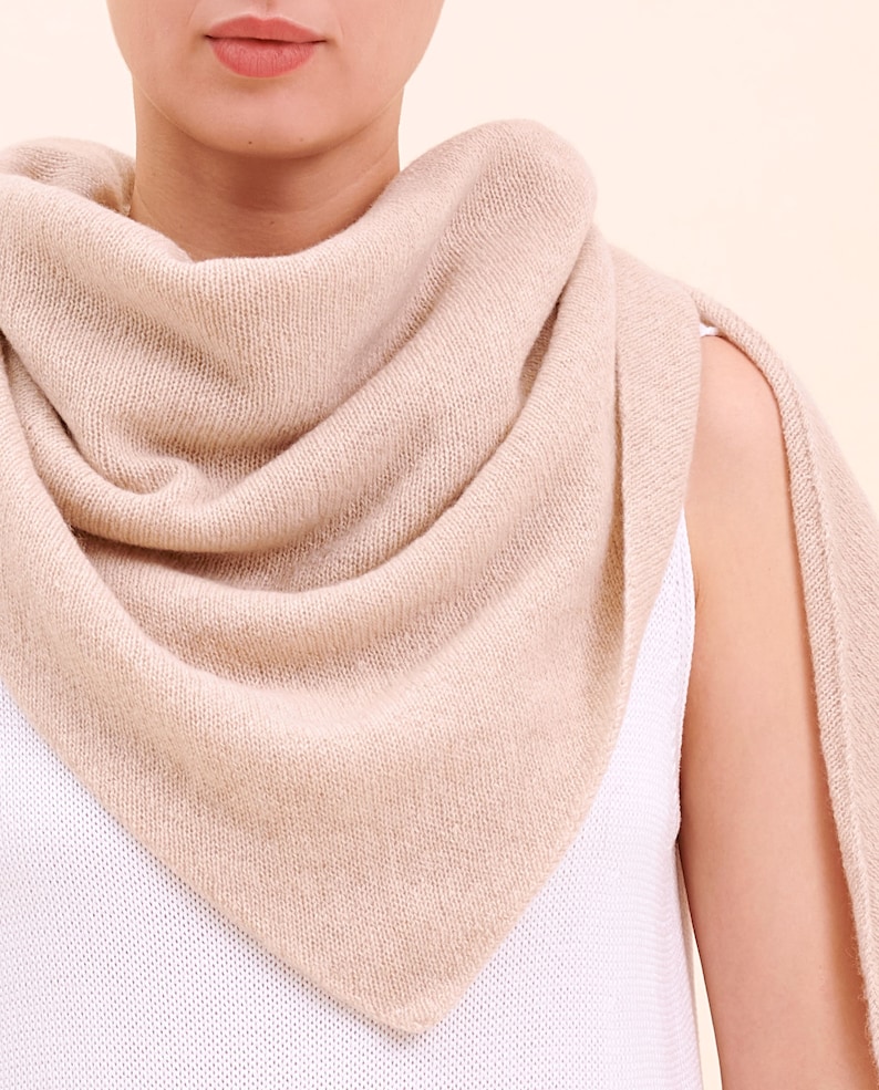 Beige Cashmere Triangle Scarf Beige Cashmere Scarf Cashmere - Etsy