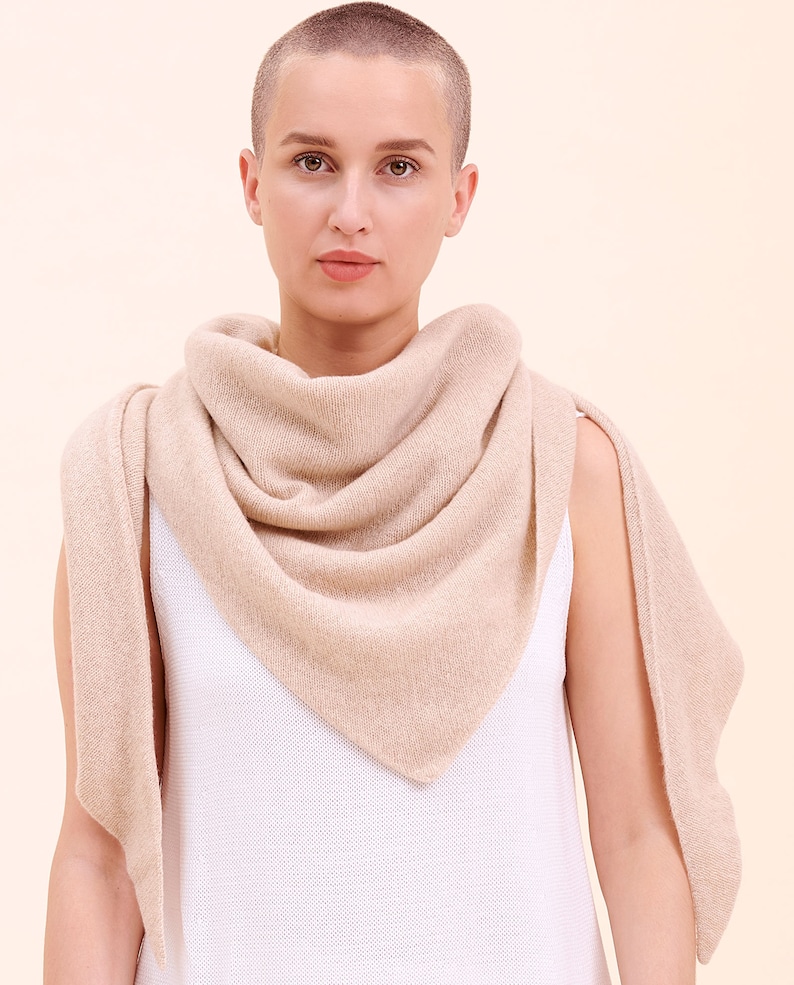 Beige Cashmere Triangle Scarf Beige Cashmere Scarf Cashmere - Etsy