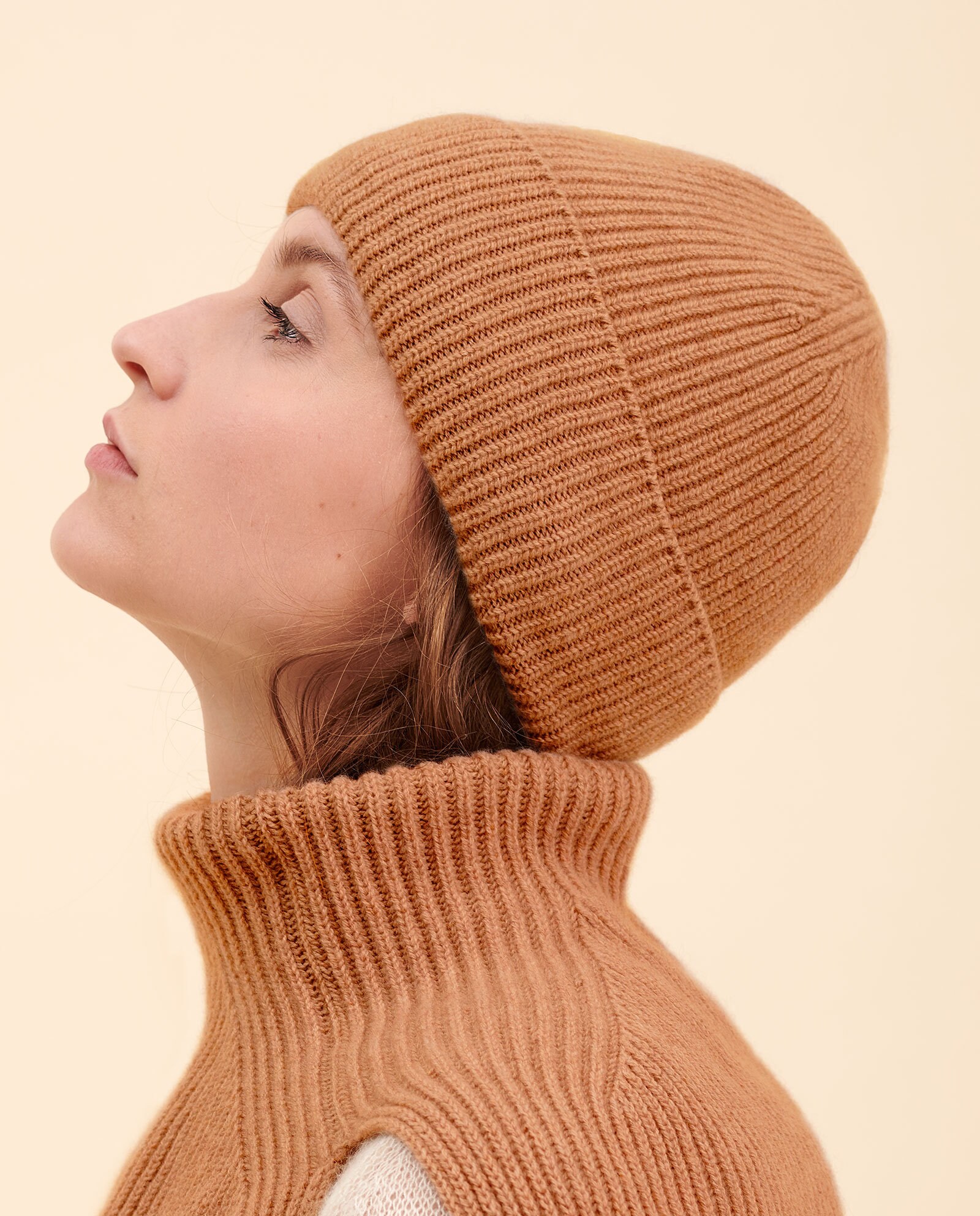 Camel Cashmere Hat, Knitted Cashmere Hat , Cashmere Beanie, Light Brown ...