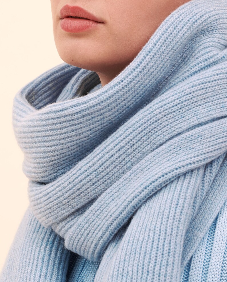 Hellblauer Kaschmirschal, Schal aus Kaschmir, gestrickter Kaschmirschal ...