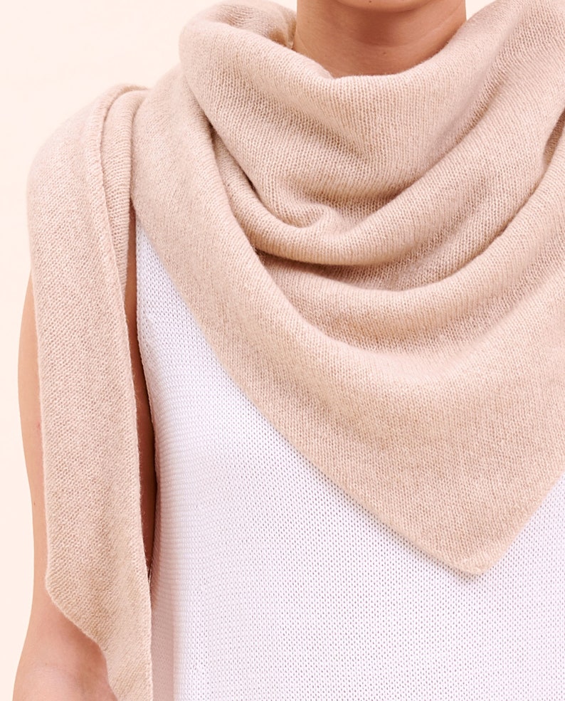 Beige Cashmere Triangle Scarf Beige Cashmere Scarf Cashmere - Etsy