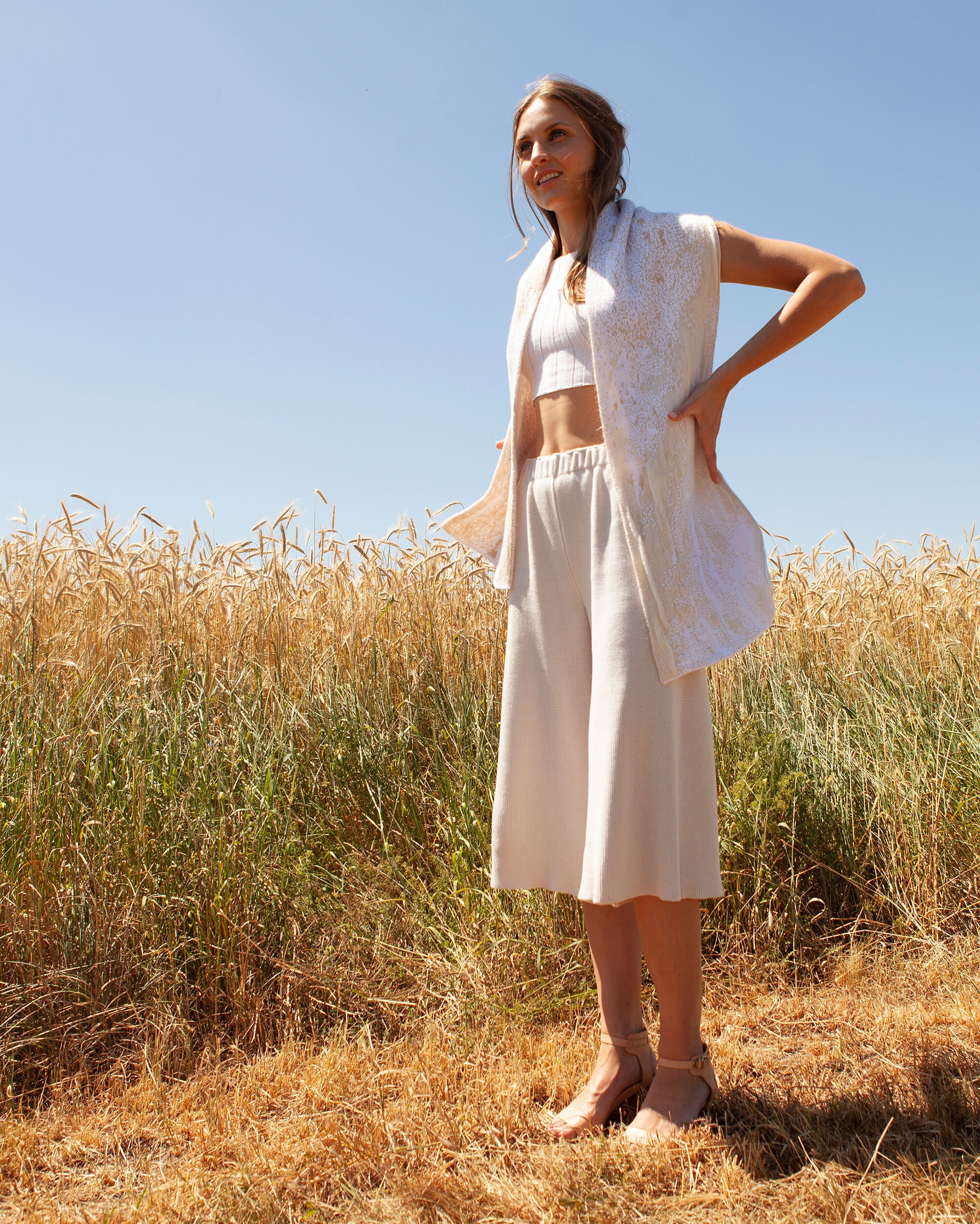 Wide Knit Culottes Cotton Modal Cashmere, Culottes Off-white, Culottes ...