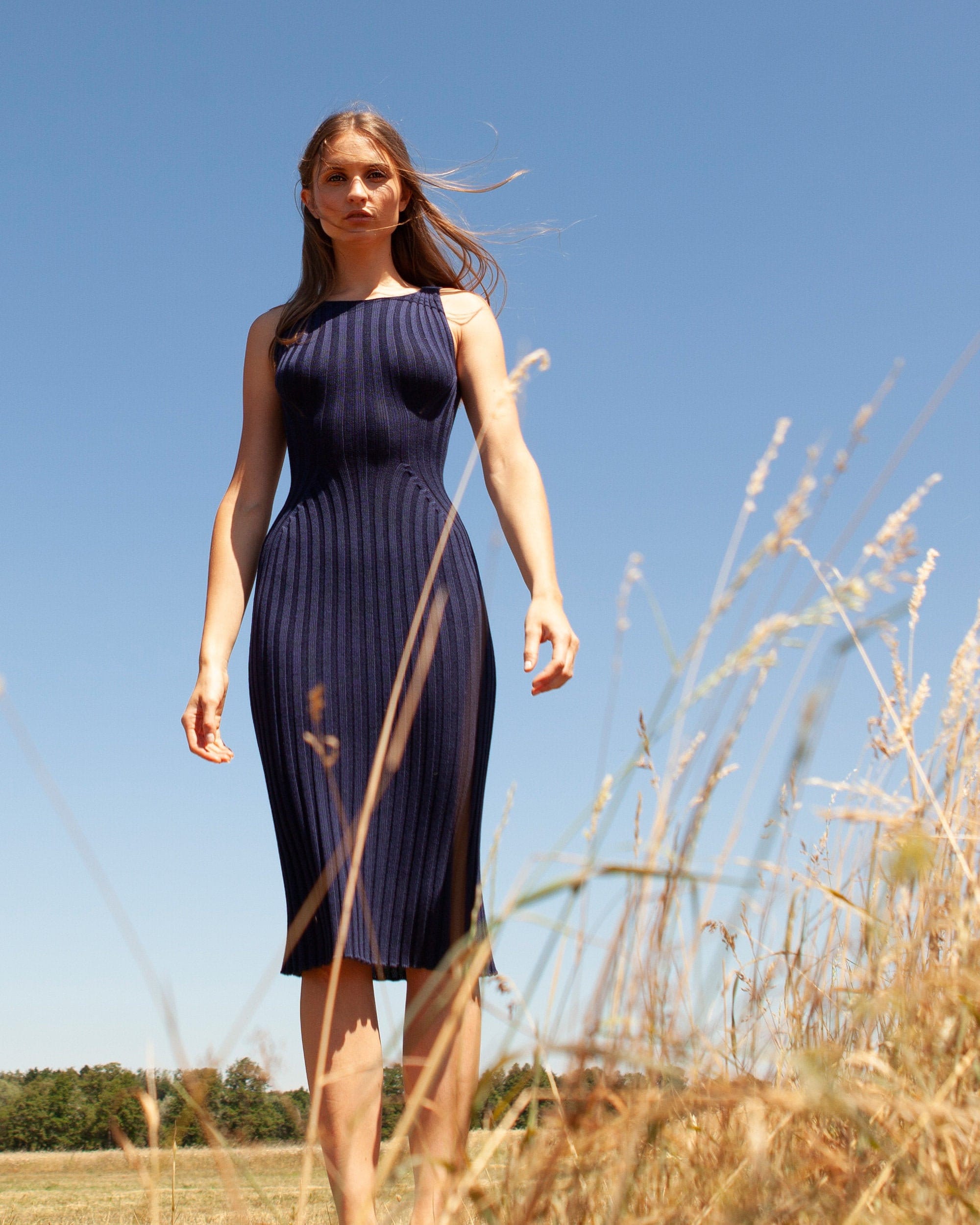 Navy Knit Dress, Summer Knit Dress, Summer Dress Navy, Elegant Summer ...