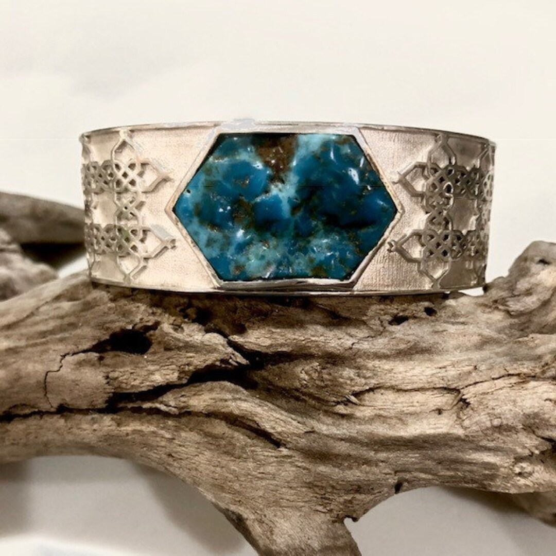 Pulsera turquesa de plata de ley - Etsy España