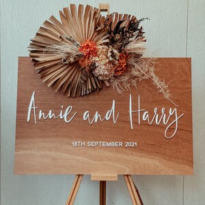Rustic Timber Wooden Wedding Welcome Sign With Acrylic Lettering ...