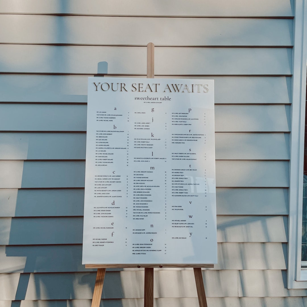 Wedding Seating Chart | Acrylic Seating Chart | Alphabetical Seating ...