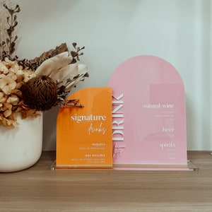 Modern Acrylic Dual Sign for Wedding Drinks Menus and Signature Drinks ...