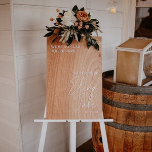 Rustic Timber Wedding Welcome Sign With Acrylic Lettering - Sustainably ...