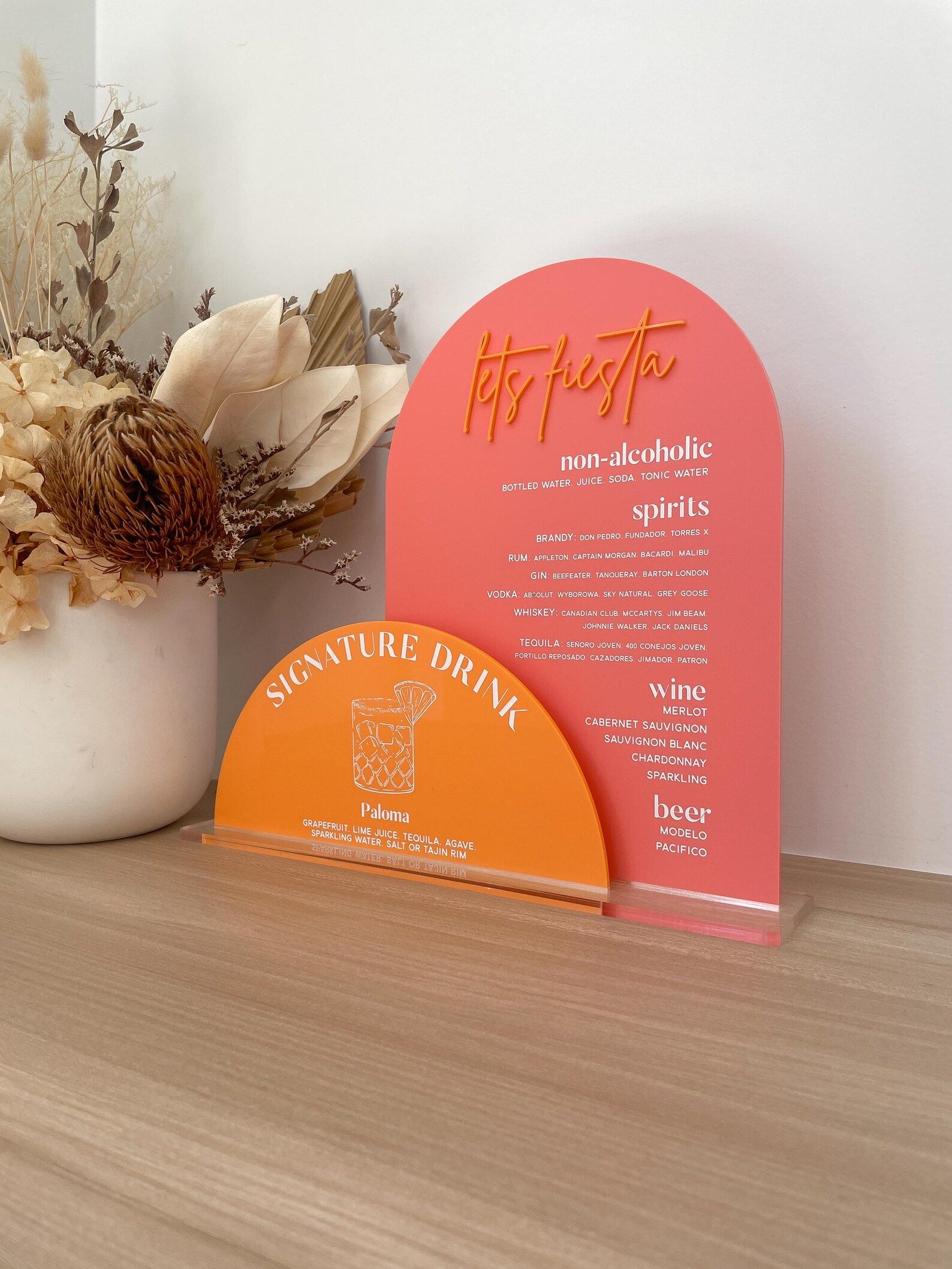 Modern Acrylic Dual Sign for Wedding Drinks Menus and Signature Drinks ...