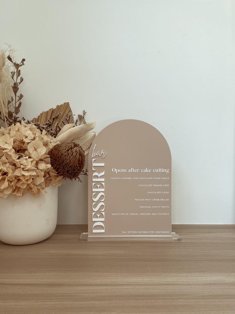 Handmade Modern Arch Acrylic Dessert Bar Sign | Elegant Wedding ...