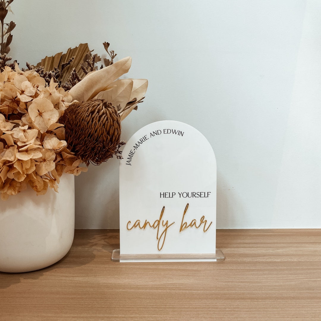 Modern Acrylic 'candy Bar' Sign for Weddings and Events - UV Printed ...