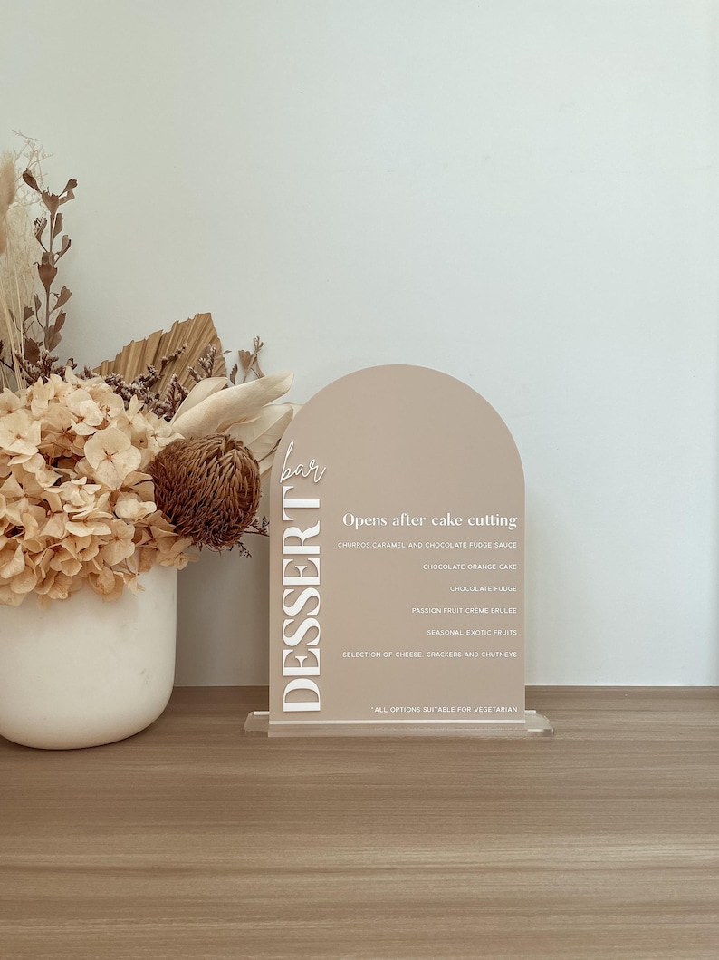 Handmade Modern Arch Acrylic Dessert Bar Sign | Elegant Wedding ...