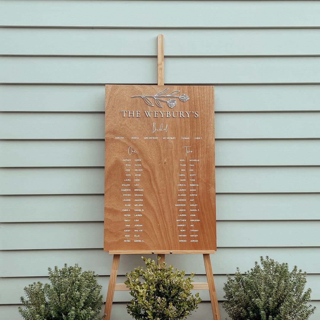 Rustic Timber Wooden Wedding Seating Chart With Acrylic Lettering ...