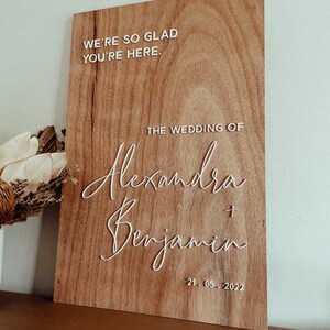 Rustic Timber Wedding Welcome Sign With Acrylic Lettering - Sustainably ...