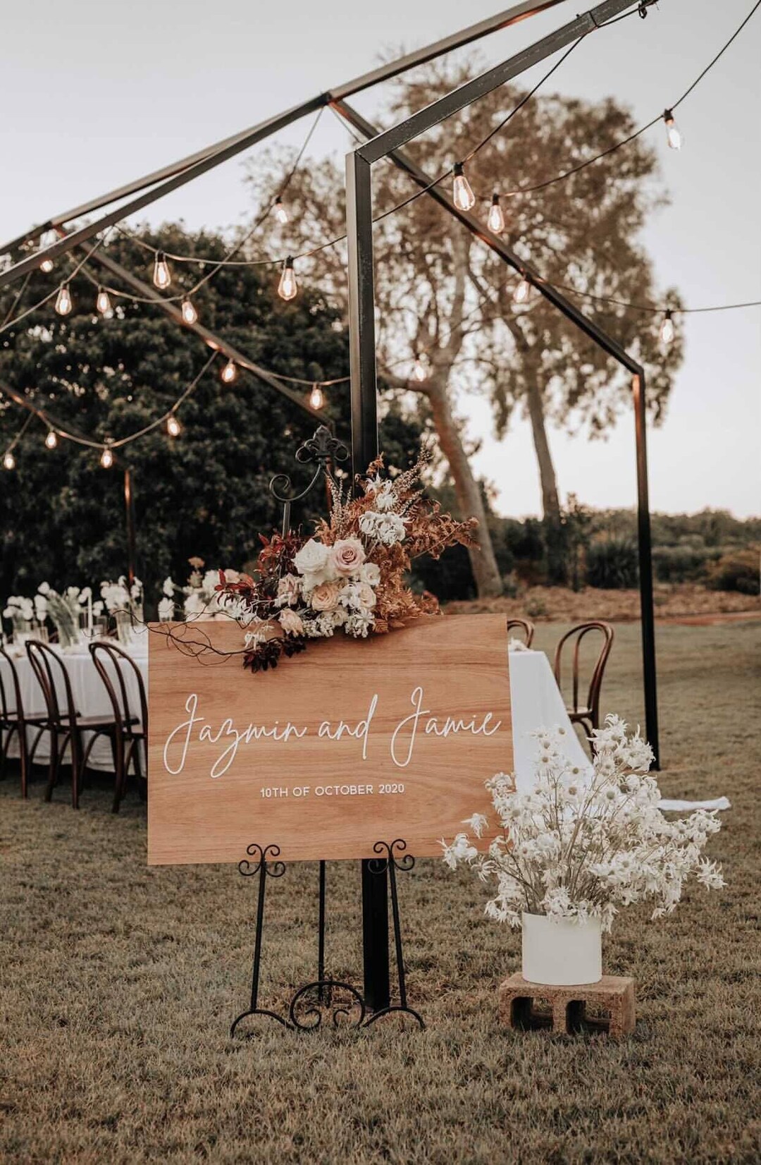 Rustic Timber Wooden Wedding Welcome Sign With Acrylic Lettering ...
