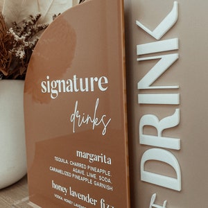 Modern Acrylic Dual Sign for Wedding Drinks Menus and Signature Drinks ...
