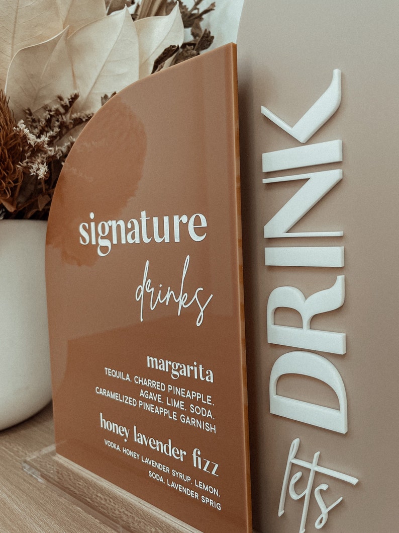 Modern Acrylic Dual Sign for Wedding Drinks Menus and Signature Drinks ...