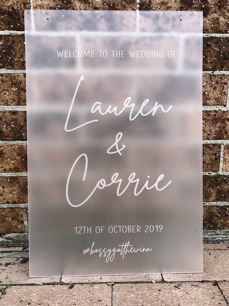 Acrylic Wedding Welcome Sign Event Sign Frosted Acrylic - Etsy Denmark
