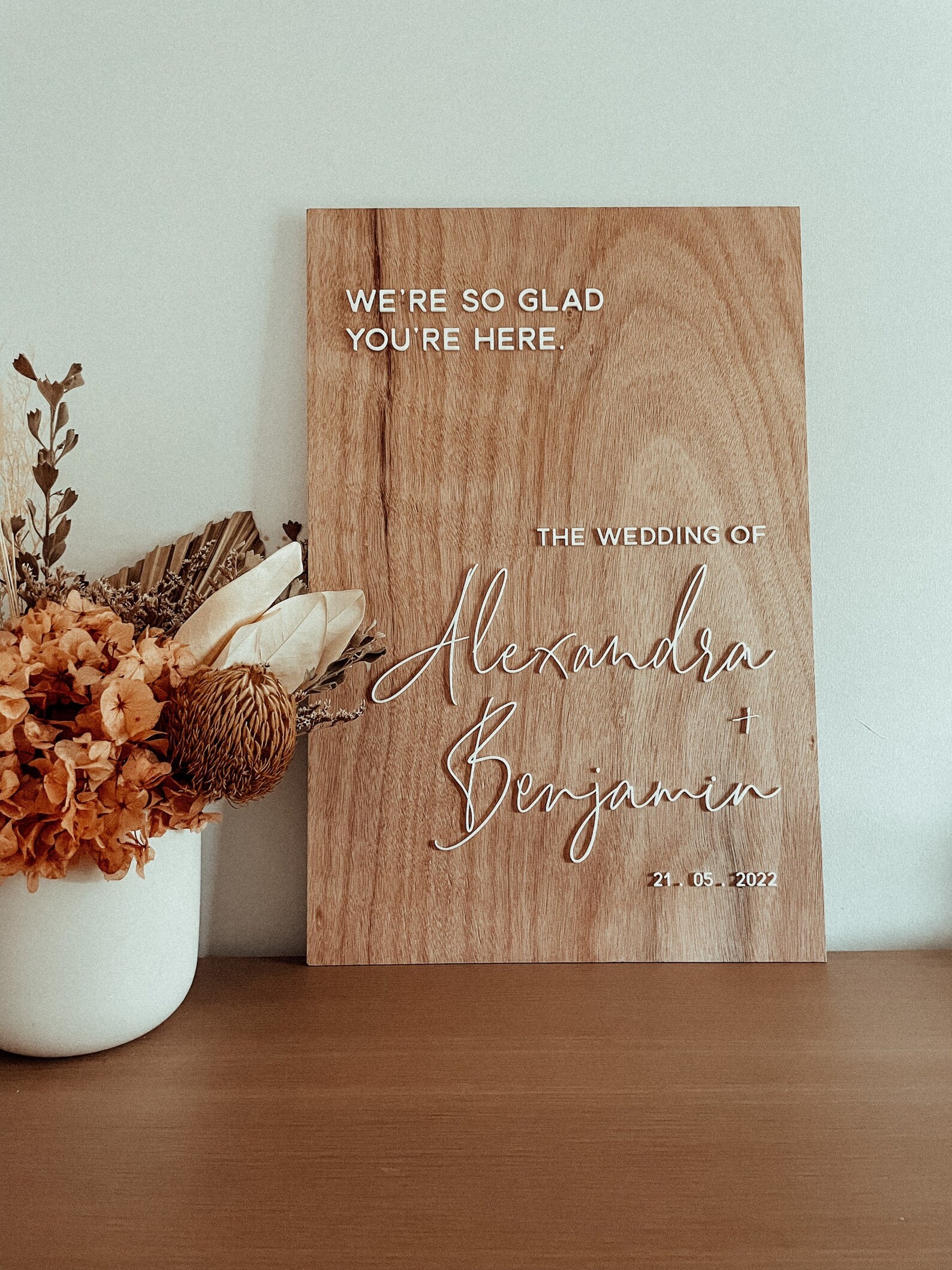 Rustic Timber Wedding Welcome Sign With Acrylic Lettering - Sustainably ...
