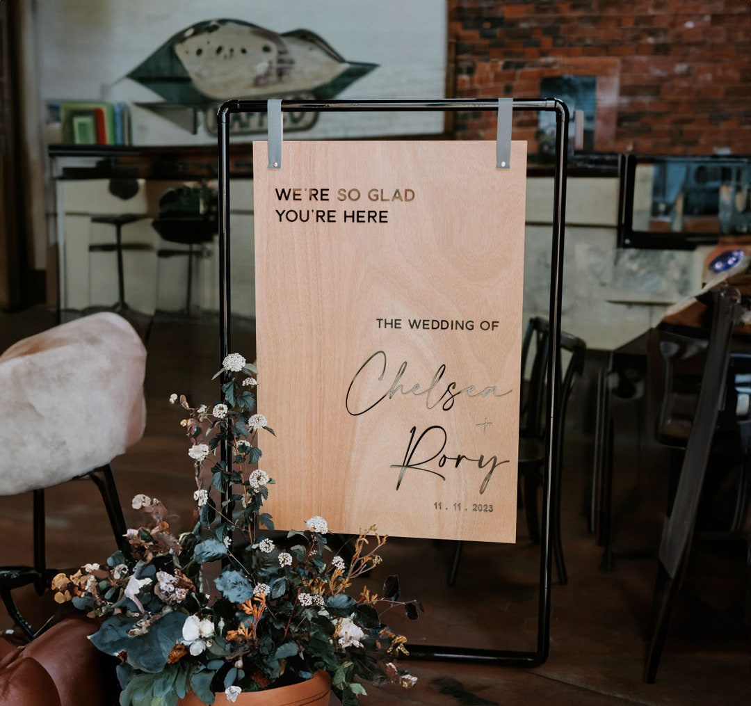 Rustic Timber Wedding Welcome Sign With Acrylic Lettering - Sustainably ...