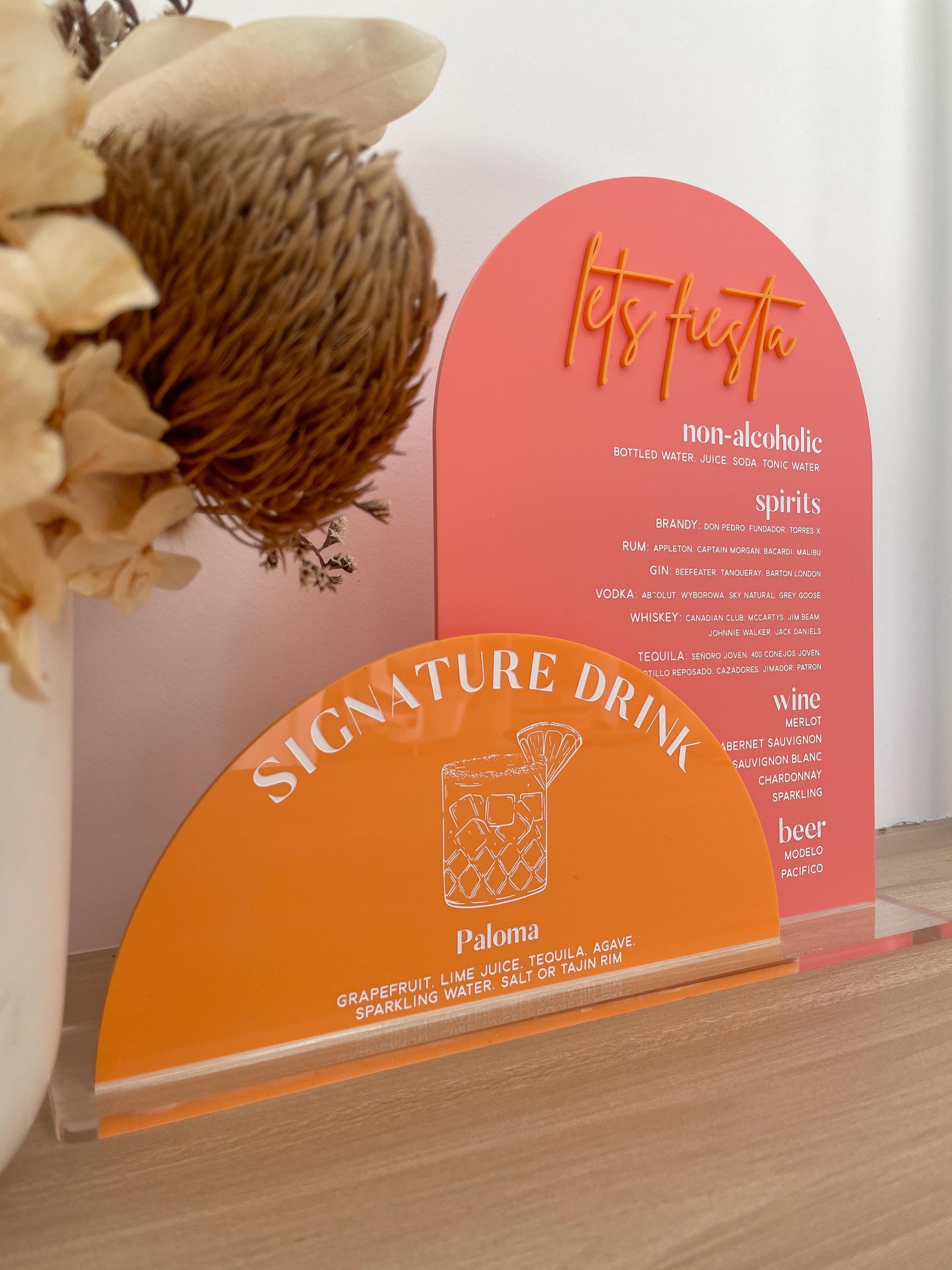 Modern Acrylic Dual Sign for Wedding Drinks Menus and Signature Drinks ...