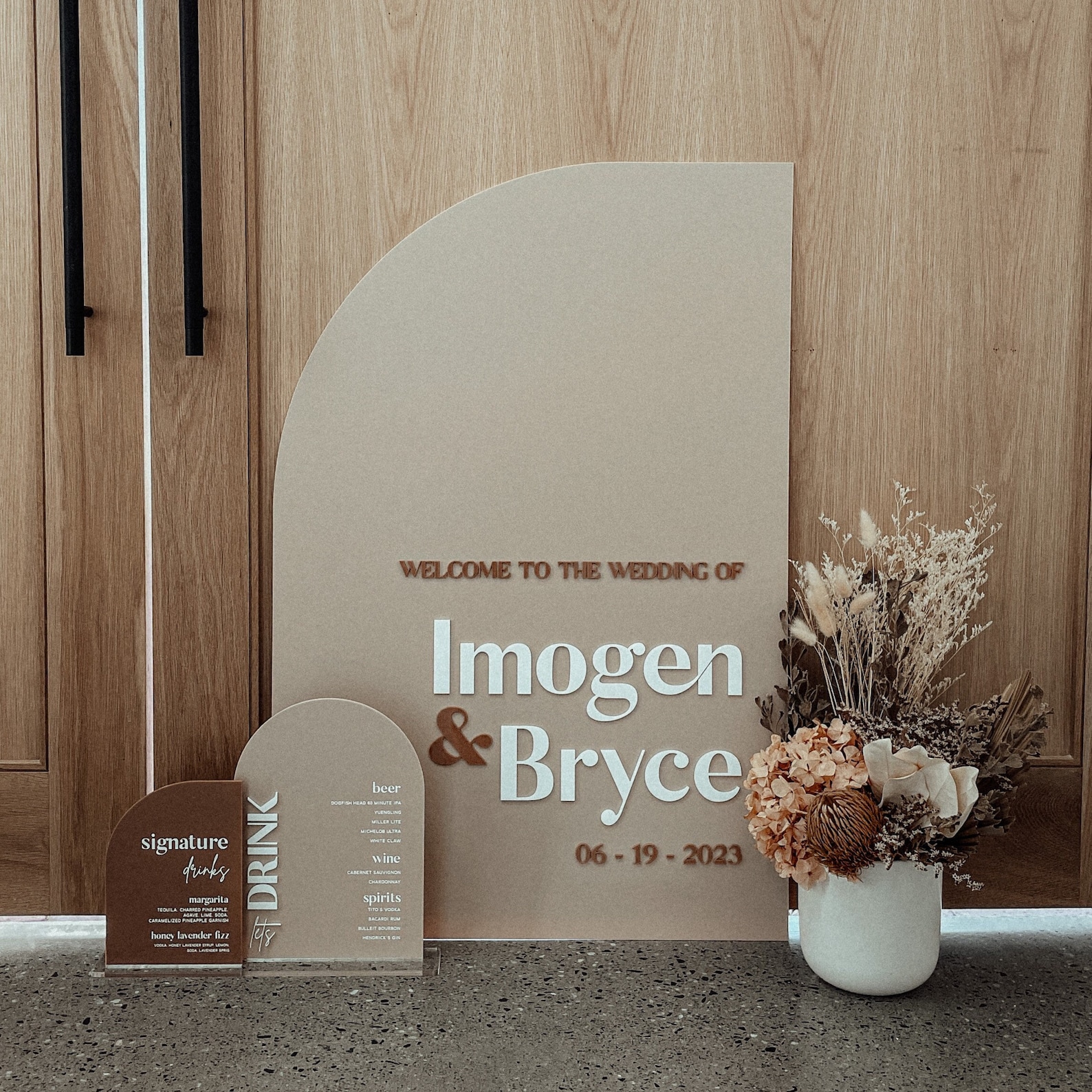 Modern Acrylic Wedding Sign Package | Arch Welcome Sign | Bar Sign and ...