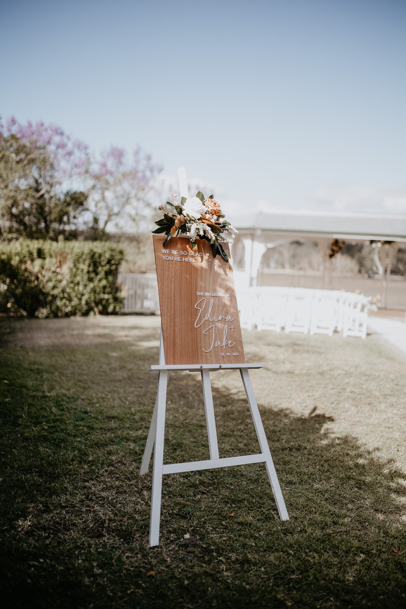 Rustic Timber Wedding Welcome Sign With Acrylic Lettering - Sustainably ...
