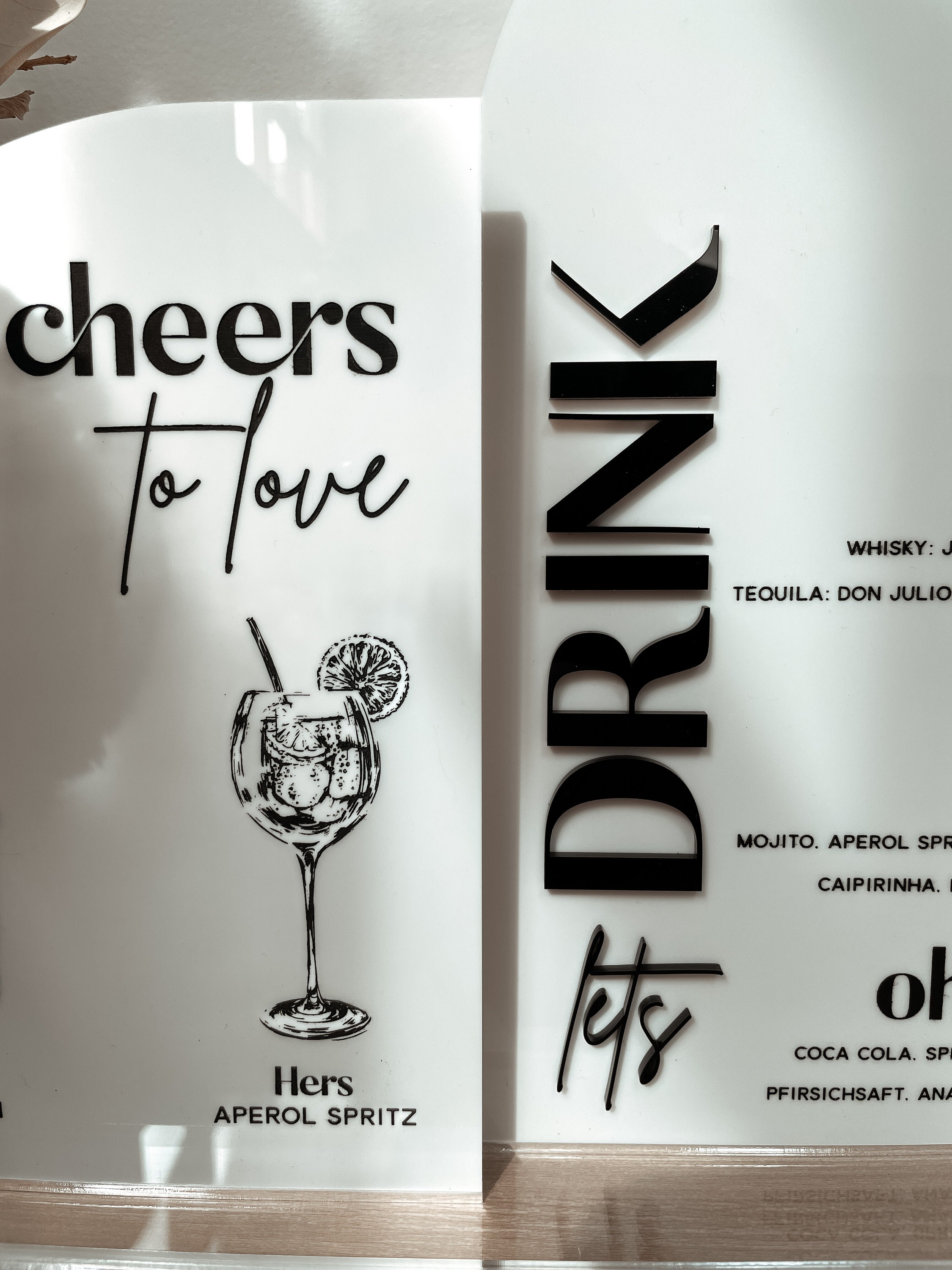 Modern Acrylic Dual Sign for Wedding Drinks Menus and Signature Drinks ...