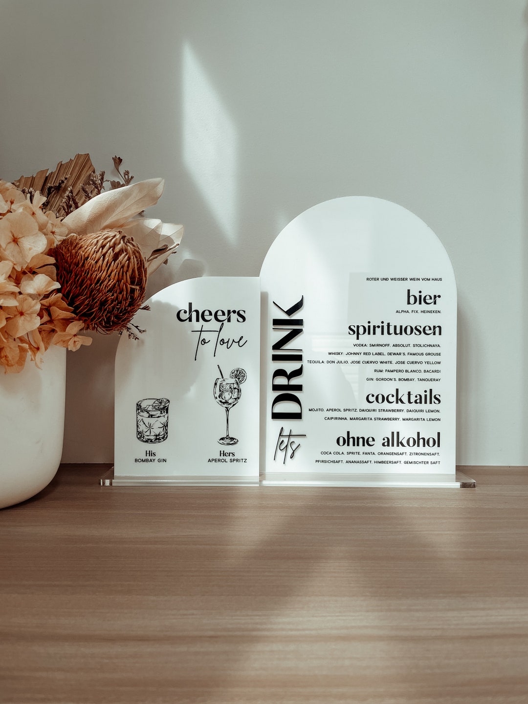 Modern Acrylic Dual Sign for Wedding Drinks Menus and Signature Drinks ...