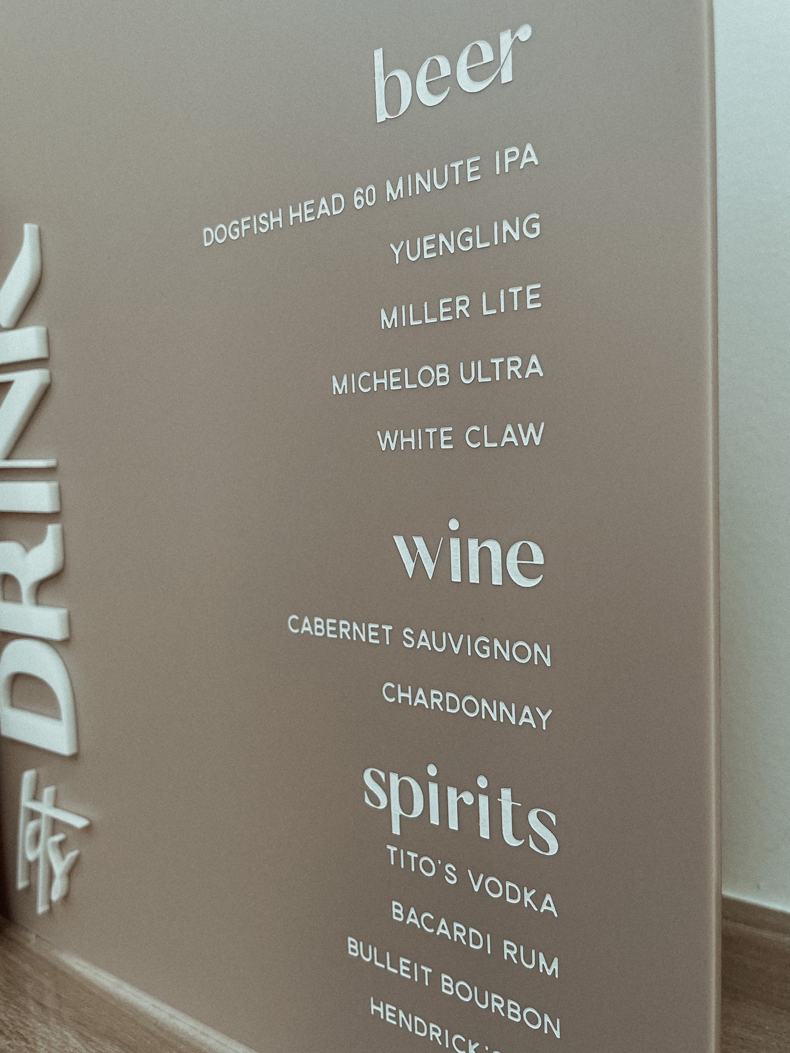 Modern Acrylic Dual Sign for Wedding Drinks Menus and Signature Drinks ...